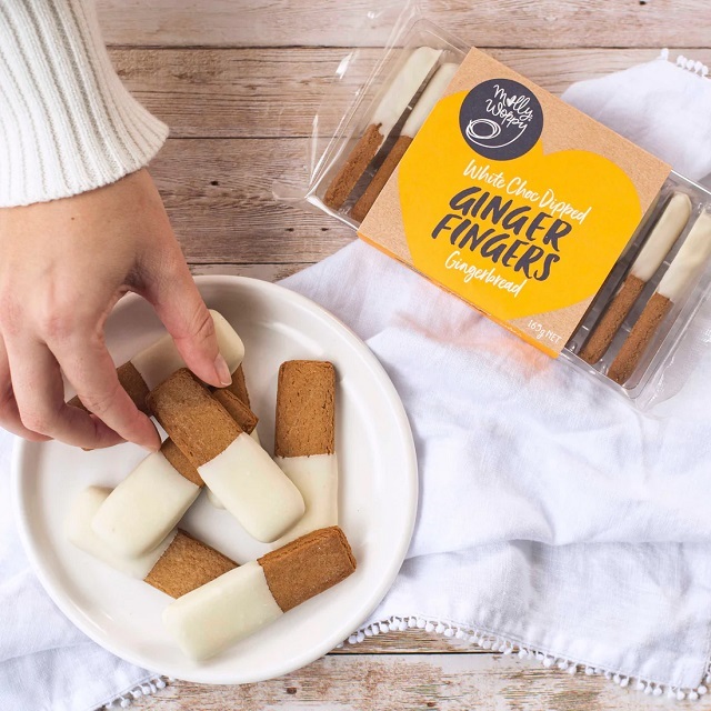 White Chocolate dipped Gingerbread Fingers